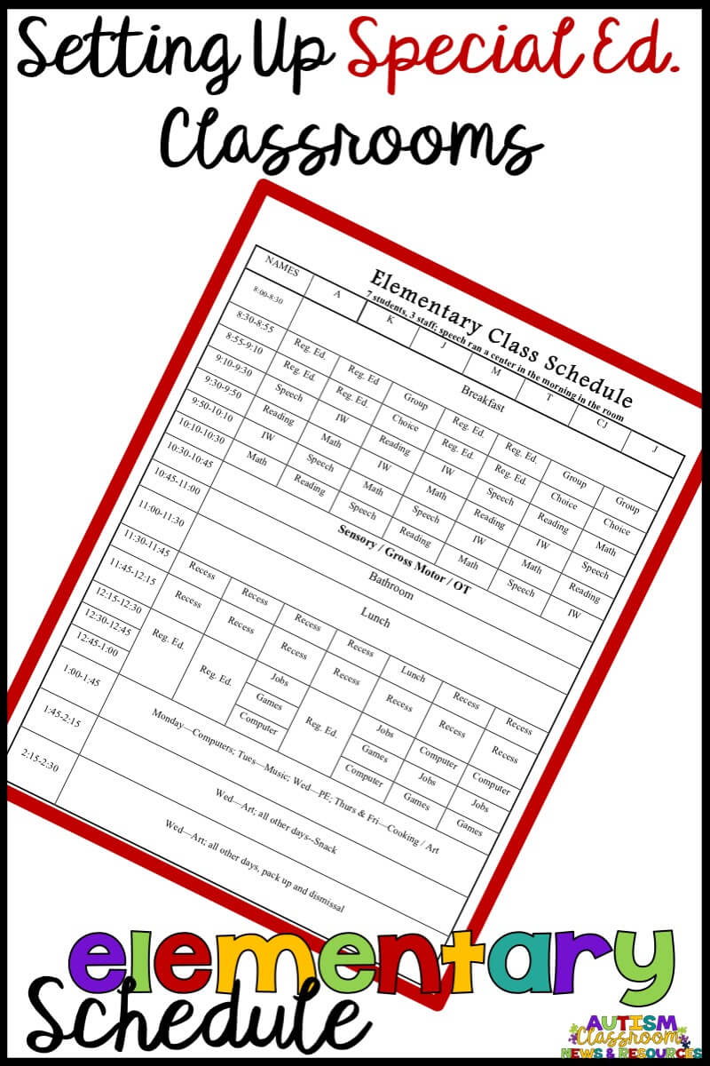 A Practical Elementary Schedule for Setting Up Classrooms for Students ...