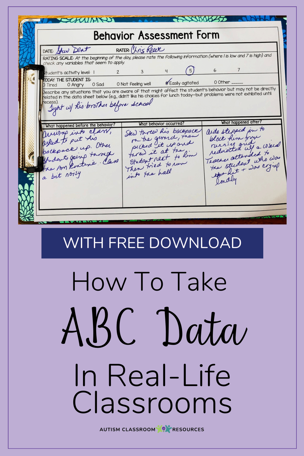 Collecting ABC Data A Freebie In Step 2 Of Meaningful Behavioral Collecting ABC Data A Freebie In Step 2 Of Meaningful Behavioral