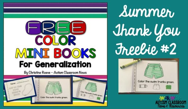 Color Mini-Book Freebie: Summer Thank You #2 - Autism Classroom Resources