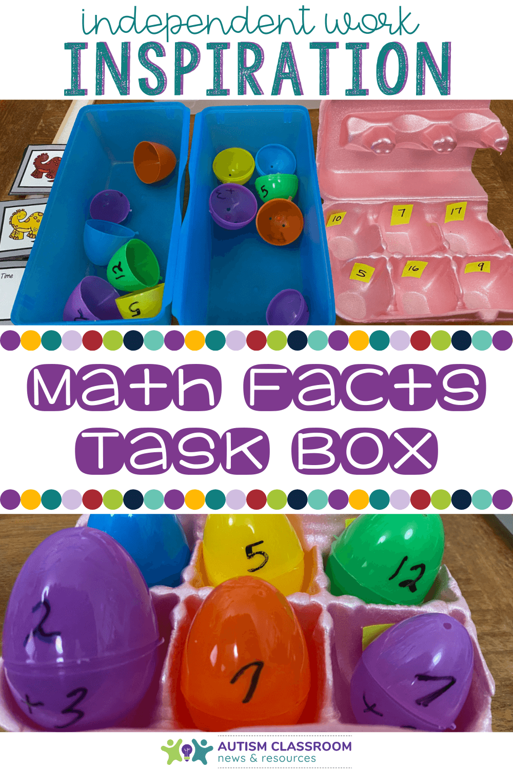 Math Task Boxes With Eggs: Independent Work Inspiration - Autism ...