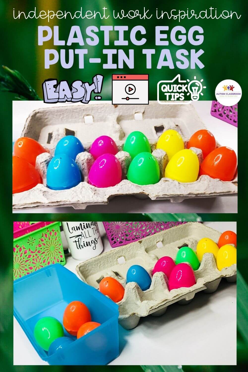 Plastic Egg Put-In Task: Independent Work Inspiration - Autism ...