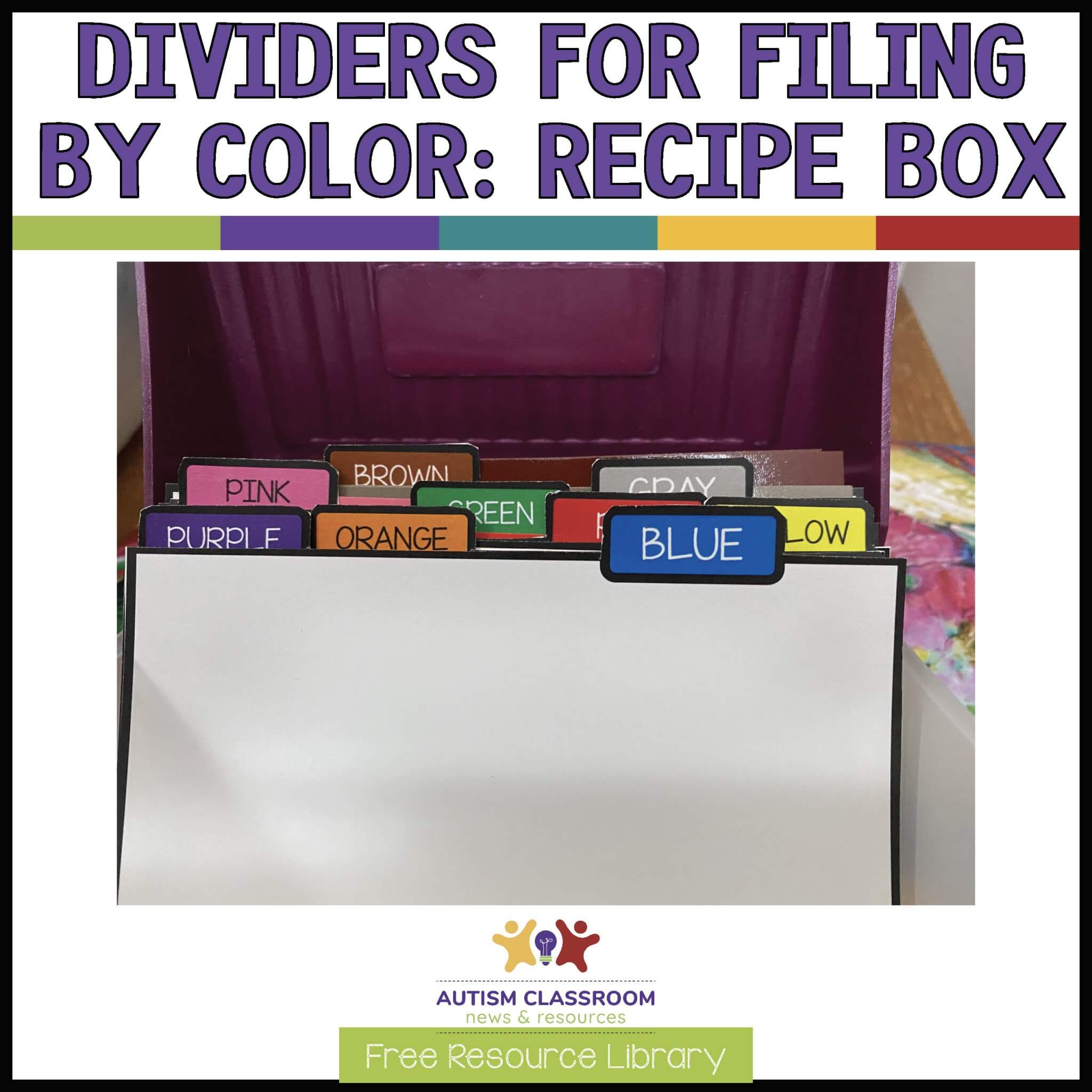 Free Task Box for Special Education: Filing By Color - Autism Classroom ...