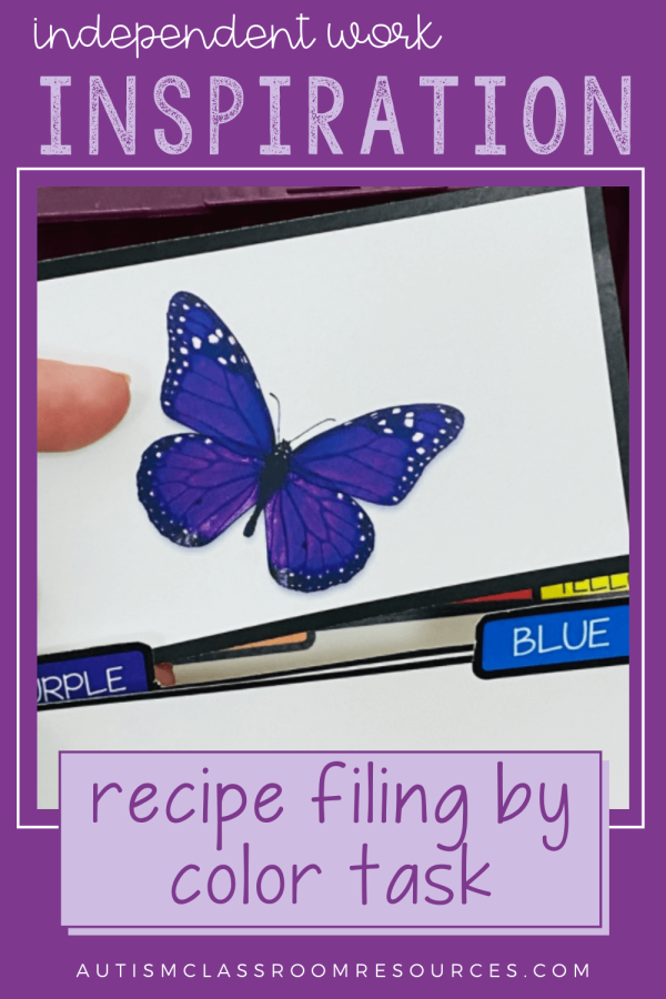 Free Task Box for Special Education: Filing By Color - Autism Classroom ...