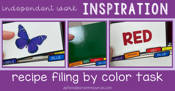 Free Task Box for Special Education: Filing By Color - Autism Classroom ...