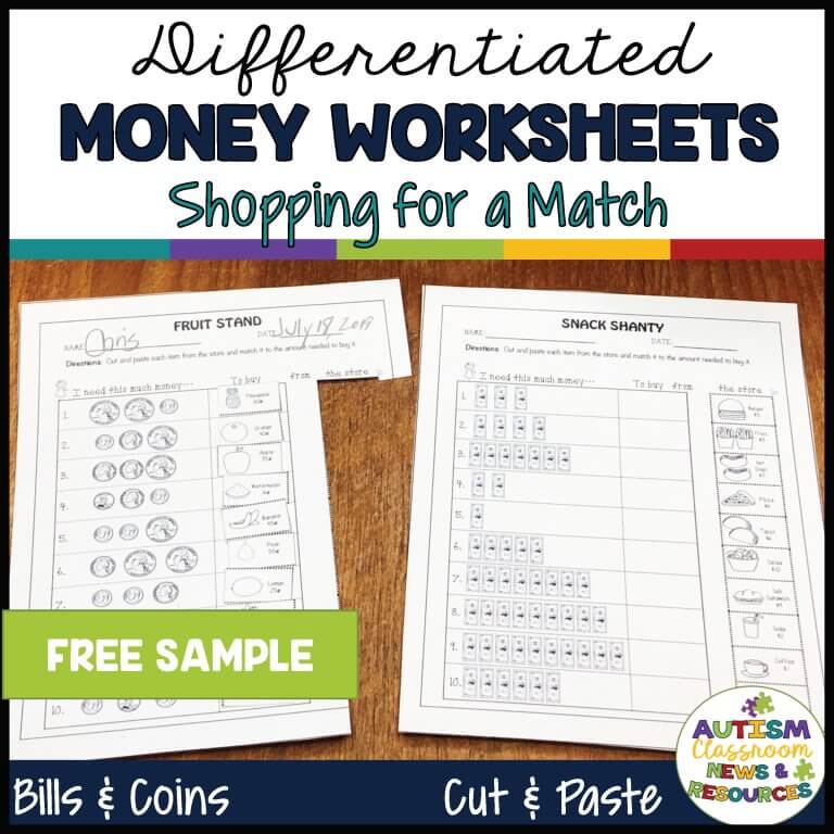 Free Money Counting Worksheets To Make Purchases Plus IEP Goals ...