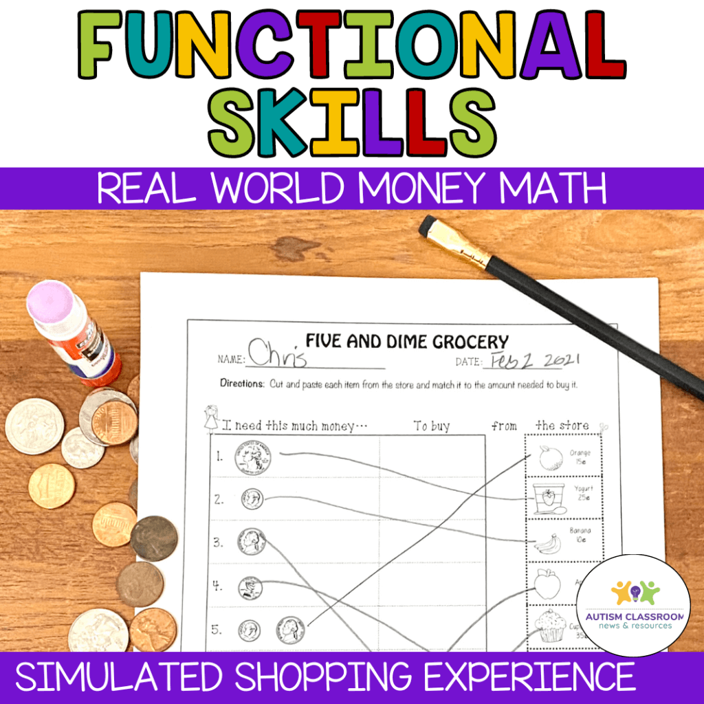 Counting Money Worksheets - Shopping for a Match Special Ed & Autism ...