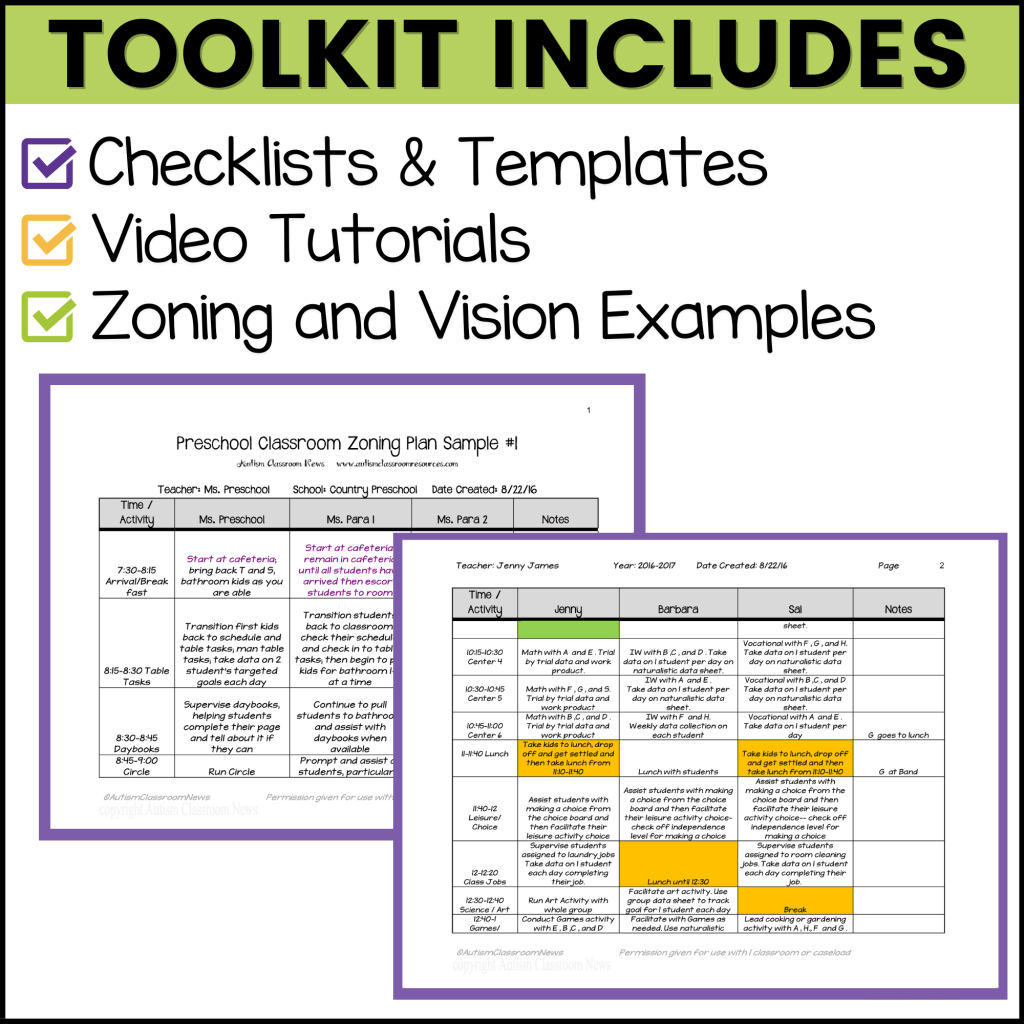 Paraprofessional Schedules and Zoning Plan for Managing Special ...