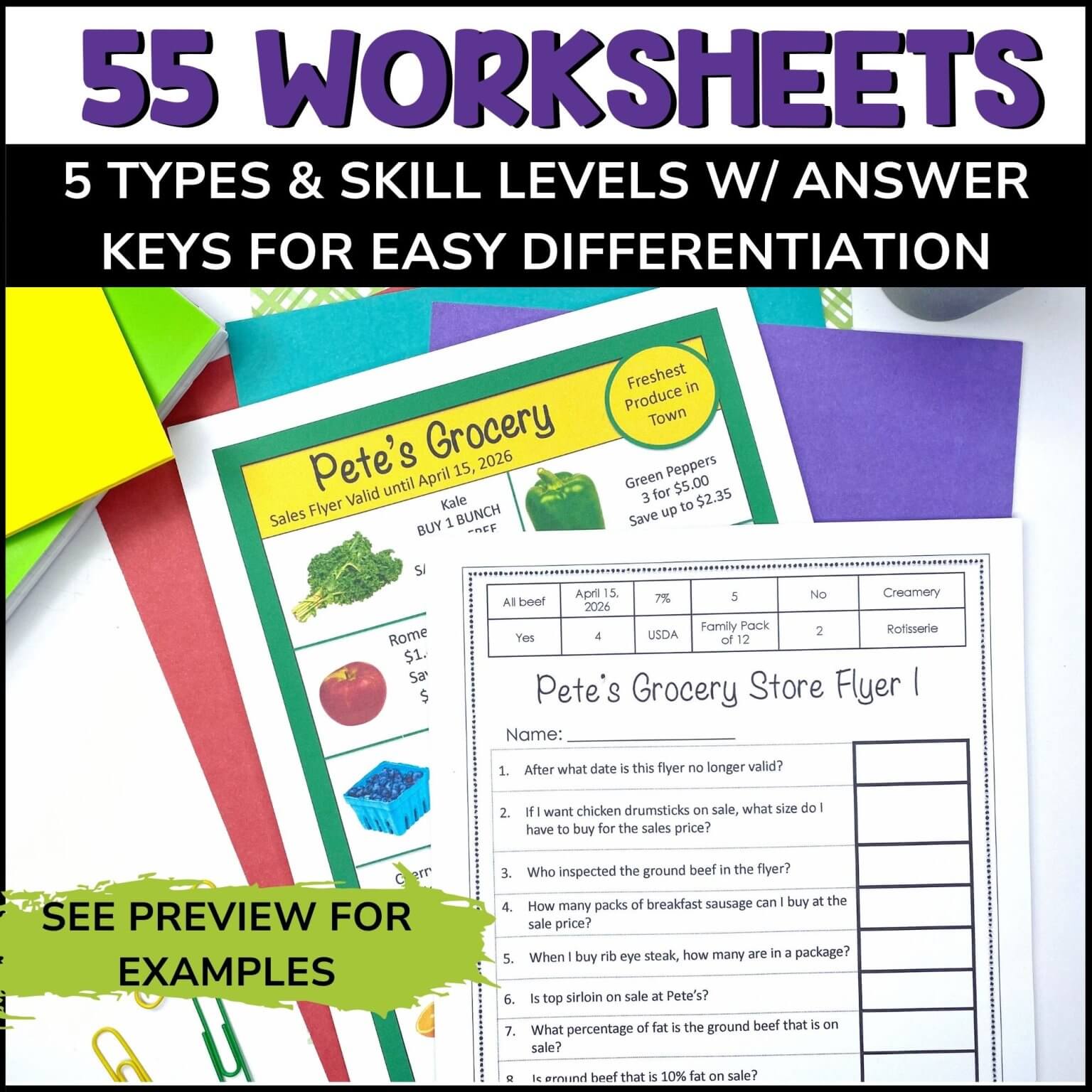Grocery Store Math & Grocery Shopping Life Skills Special Education ...