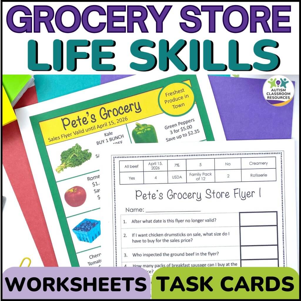 Grocery Store Math & Grocery Shopping Life Skills Special Education ...