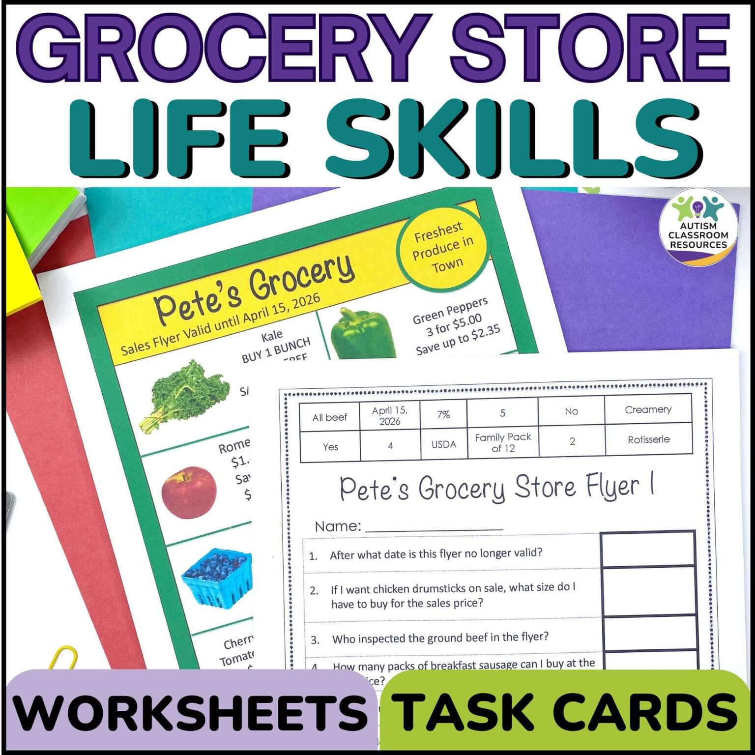 Grocery Store Math & Grocery Shopping Life Skills Special Education ...