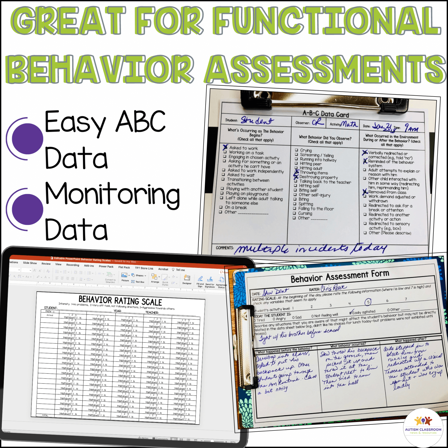 Behavior Data Sheets - Editable Behavior Tracker MegaPack for Special ...