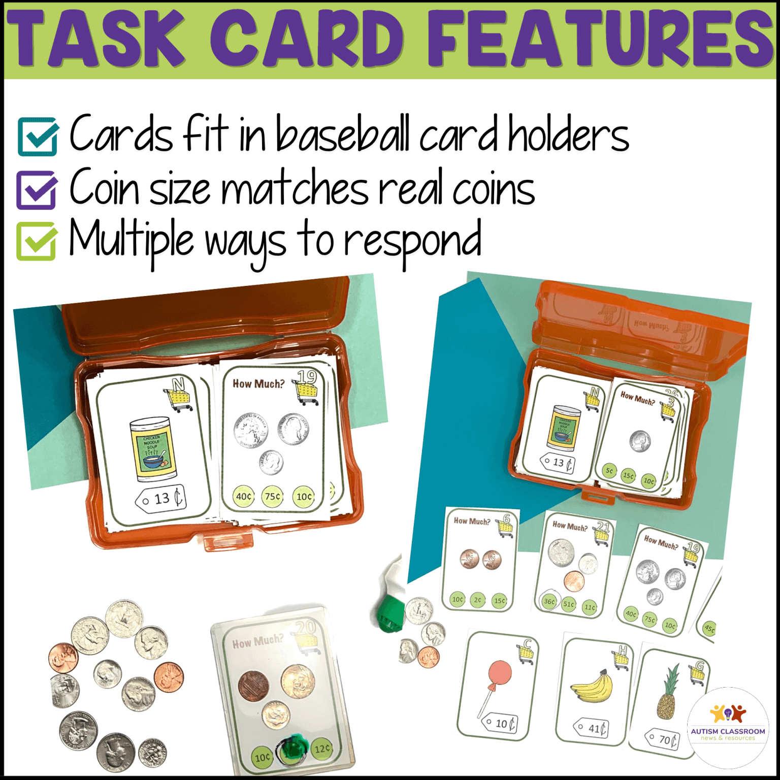 Counting Coins Task Cards - Single and Mixed Coins to Match to Prices ...