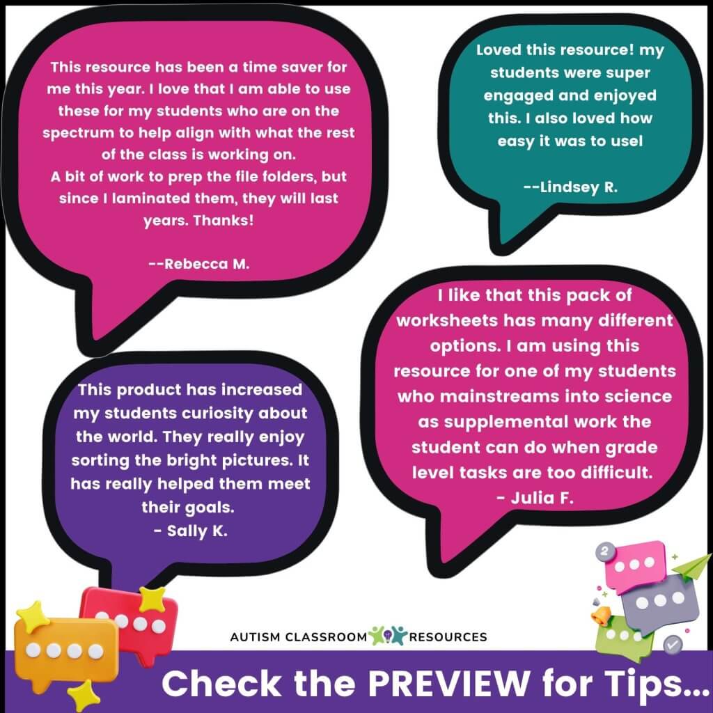 Science Worksheets & File Folders for Special Education & Autism ...
