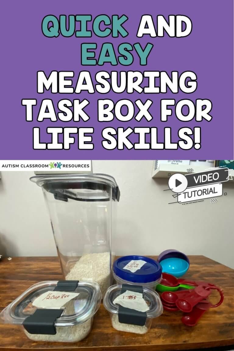 Life Skills Math Task Box Idea: IWInspiration for Practicing Measurement