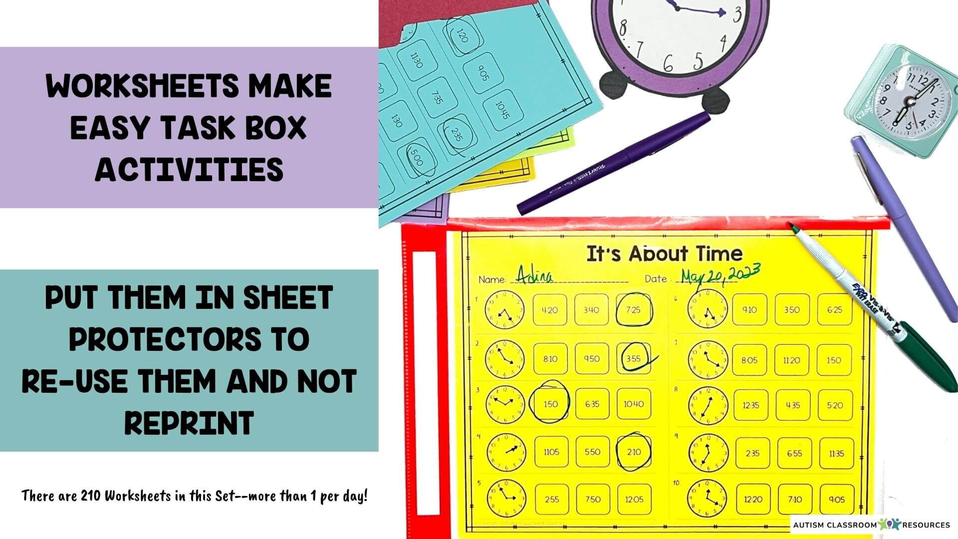 3 Task Box Activities Perfect for Telling Time Practice - Autism ...