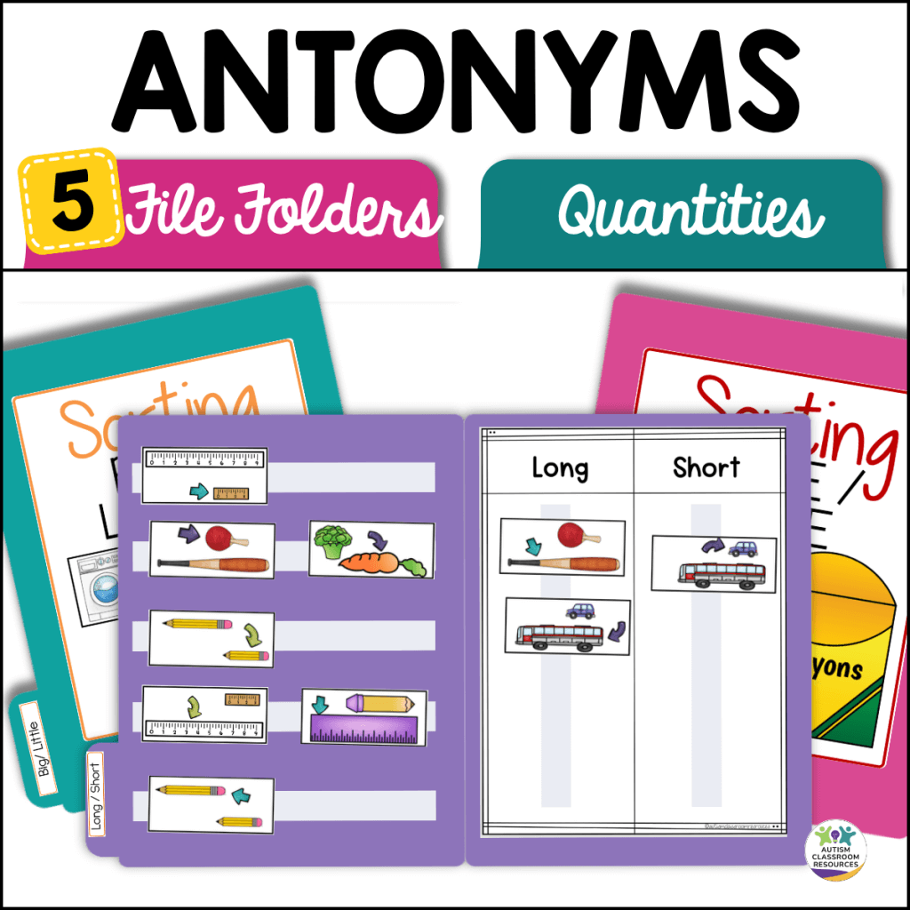 File Folder Activities Special Education: Sorting Quantity Antonyms ...