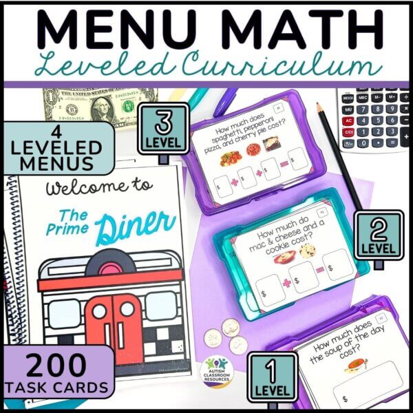Menu Math for Special Education - Functional Math - 4 Levels for ...