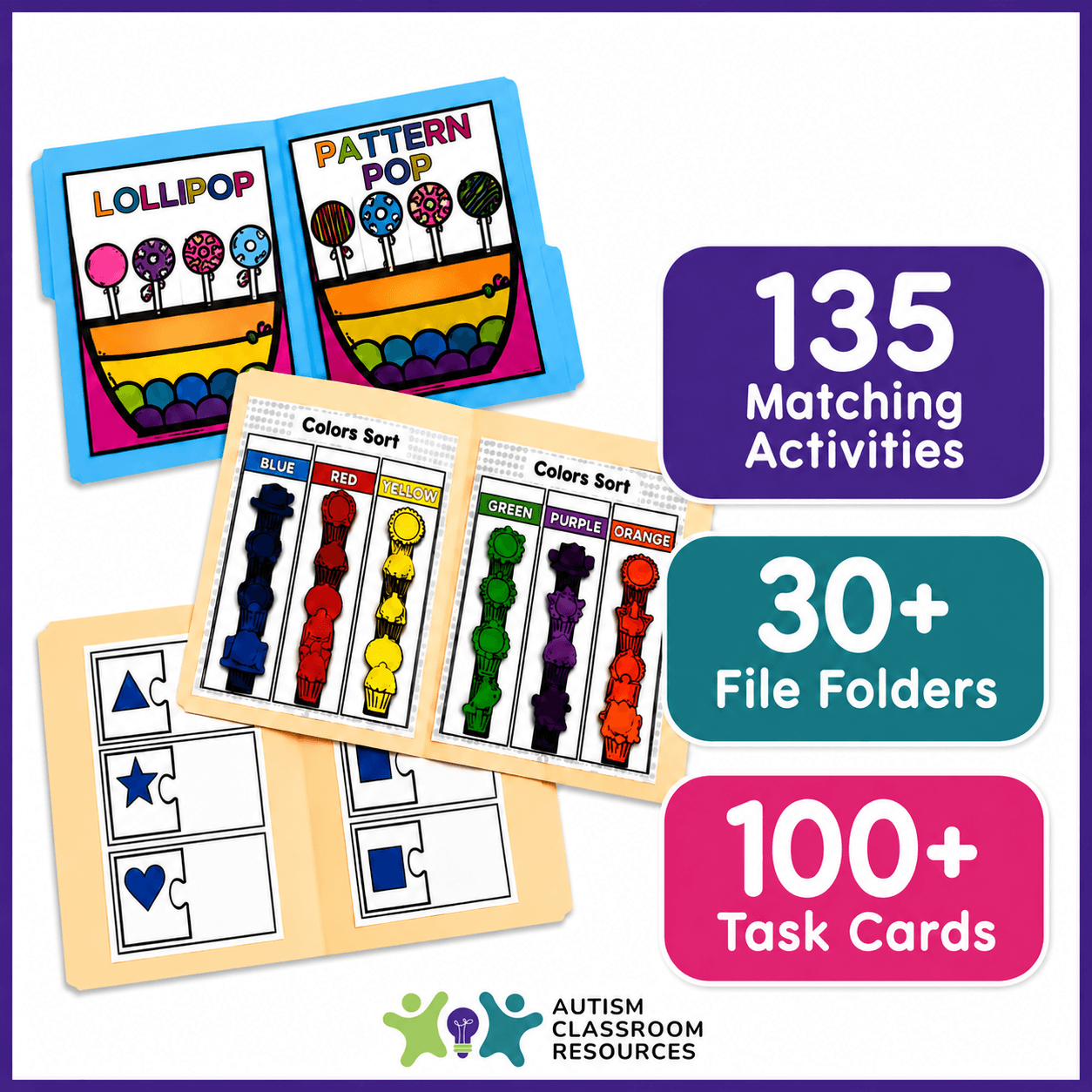 Matching File Folders and Task Cards for Colors, Shapes, & Pattern ...